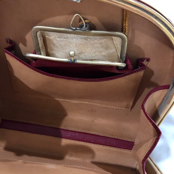 Bags | Beautiful Vintage Red And Gold Leather Purse | Poshmark